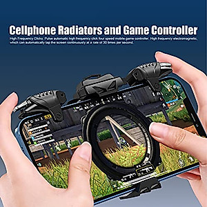 Cell Phone Cooler Mobile Game Controller PUBG Game Controller Trigger Grip Cellphone Radiators, 2Gear Positions Fan and 4 Button Pulse Gears for 6.5 to 9.5mm Thickness Mobile Phone