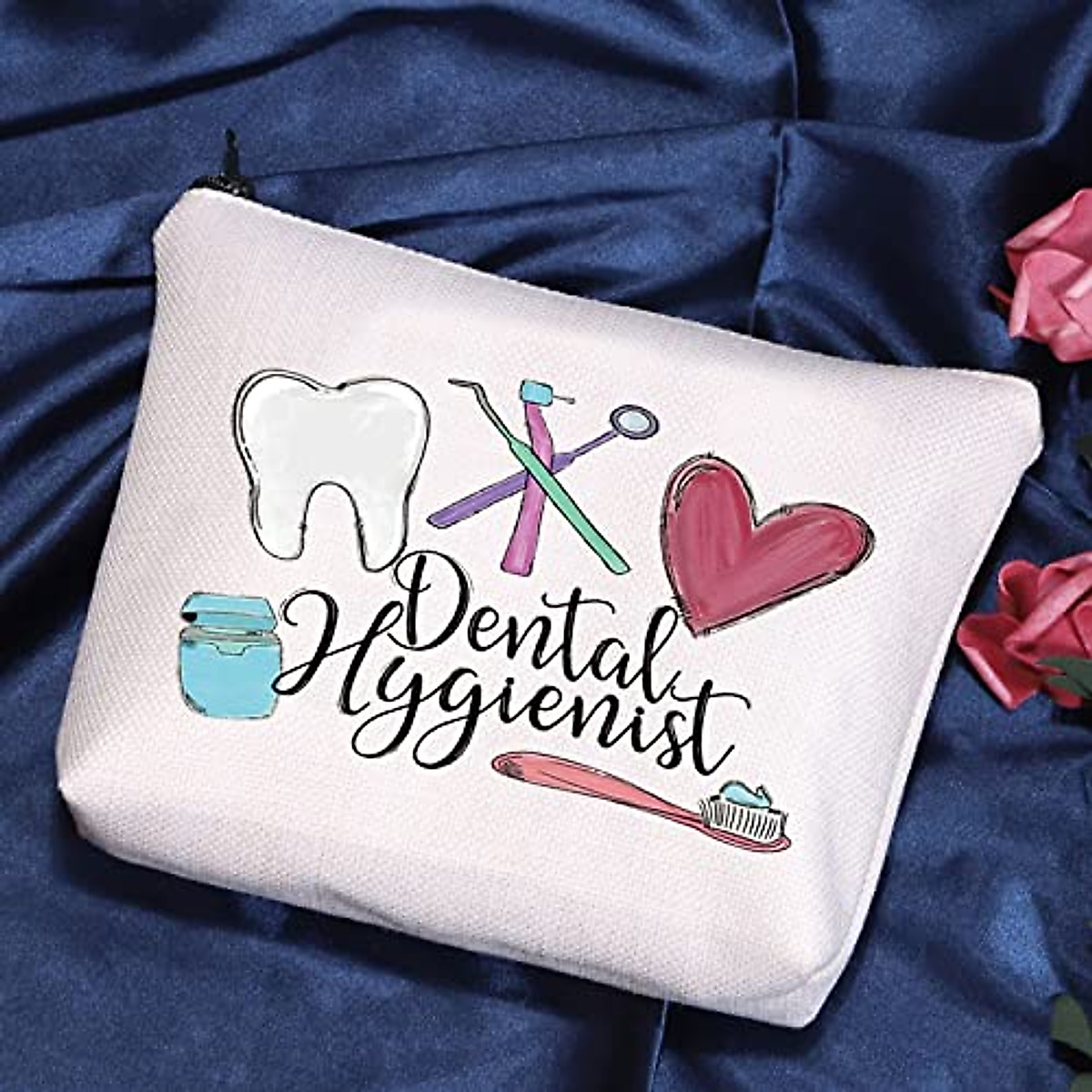 POFULL Dental Hygiene School Student Make Up Bag Dental Assistant Gift Dental Graduation Zipper Pouch Bag RDH Gift (Dental Hygienist bag)