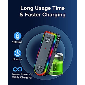 Geva Bluetooth Transmitter and Receiver, 2-in-1 Wireless Bluetooth aux Adapter, BT 5.3 Mini Wireless 3.5mm Aux Audio Adapter for Car, PC, TV, Home Stereo, Wired Headphones with LED Lights, Black, Q3