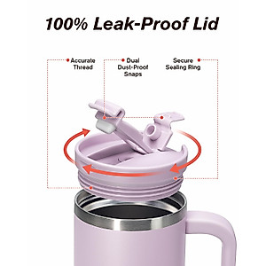 Coolflask 40 oz Tumbler with Handle and Straw Lid, Water Tumbler Insulated with 2-in-1 Leak-proof Lid, Coffee Tumbler Travel Mug Stainless Steel for Cup Holder, Keep Cold 24H Hot 12H, Purple