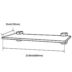 XVL Bathroom Glass Shelf 23.6 Inches Tempered Wall Mount Rectangular Shelves,Brushed GS3002AX
