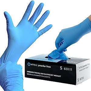 FINITEX Blue Disposable Nitrile Exam Gloves - 200 PCS/BOX 3.5mil Rubber Powder-Free Latex-Free Medical Examination Home Cleaning Food Glove SMALL