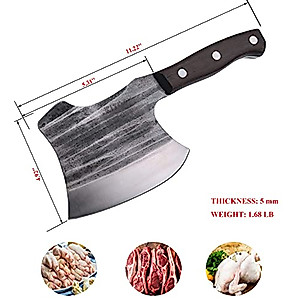 Kitory Frozen Meat Cleaver, Massive Forged Super Heavy Duty Kitchen Axe Knife, Axes Butcher Chopper for big bone and frozen meat -1.68 LB-K2