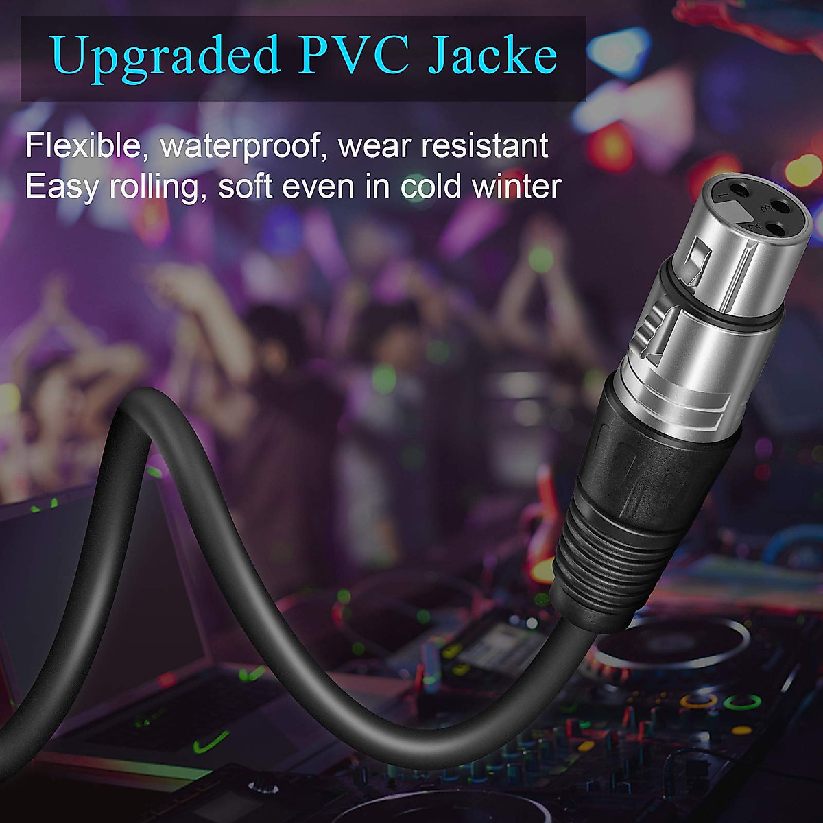 HOSONGIN XLR Cables 3.3 Ft 2 Packs, Balanced XLR Microphone Cable Male to Female 3-PIN XLR Mic Cords DMX Cables 3.3 Feet, Black