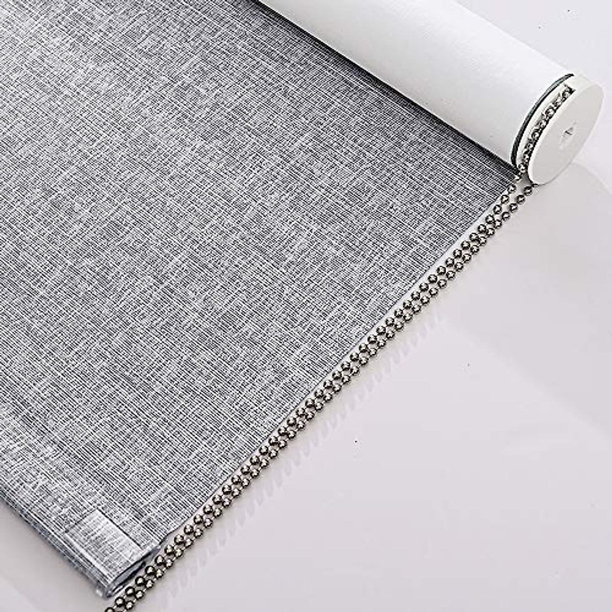 Persilux 100% Blackout Roller Shades Blinds for Windows (25''W x 72''H, Grey) Striped Jacquard Thermal Insulated Fabric UV Protection Privacy Window Blinds for Living Room, Easy to Install