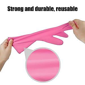 IUCGE Rubber gloves dishwashing 2 Pairs for Kitchen,Cleaning gloves for household Reuseable.(Small,Pink+Yellow)