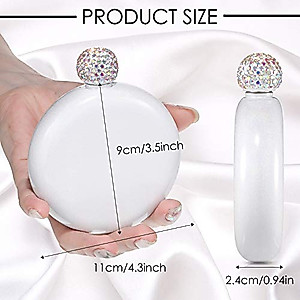 2 Pieces Cute Liquor Flask for Women Stainless Steel Flask Crystal Liquor Glitter Whiskey Flasks 5 oz Cute Liquor Flask with Crystal Lid, Funnel and Glitter Coating for Women Present (Black and White)