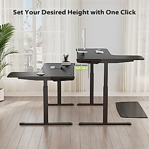 EE EUREKA ERGONOMIC L Shaped Standing Desk, 61" Electric Adjustable Height Gaming Desk, Sit to Stand Desk Home Office Corner Computer Desk Large PC Desktop Workstation with Dual Motor,Black/Right