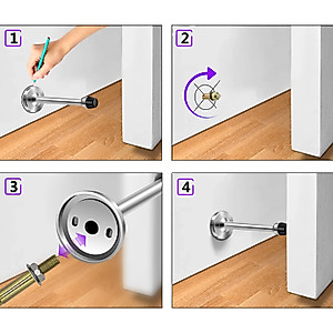 Door Stopper, 5 Inch Extra Long Door Stop, Solid Rigid Modern Heavy Duty Brushed Satin Door Holder Stainless Steel Door Stoppers Silver, Door Stopper Wall, 2 Pack