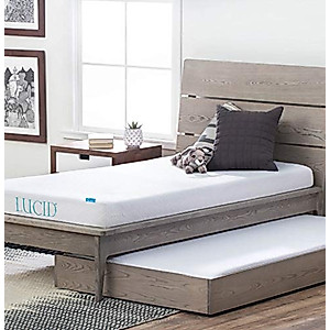 LUCID 5 Inch Gel Memory Foam Dual-Layered-CertiPUR-US Certified-Firm Feel Mattress, Twin, White