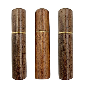 LOPURO Portable Wood Toothpick Holder, 3Pcs Mini Toothpick Box Pocket Toothpick Dispenser Bucket Toothpick Holder Travel Toothpick Carrying Case for Women Men (3pcs)
