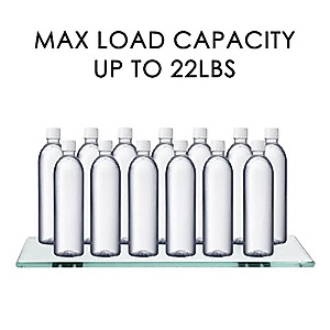 Bathroom Shelves Tempered 15 Inch Glass Floating Shelf Shower Storage Wall Mount Rectangular, Black