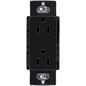 Lutron Claro 15 Amp Duplex Outlet, Black, with 1-Gang Wallplate