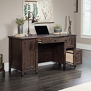 Sauder Carson Forge Computer Desk, Coffee Oak finish