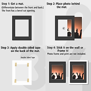 Golden State Art, Acid Free, Pack of 10 11x14 Black Picture Mats Mattes with White Core Bevel Cut for 8x10 Photo