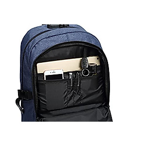 Varietyathletics 19" Laptop Backpack and Organizer Case Set USB Headset Port Anti-Theft Waterproof Travel Work School College (Navy)