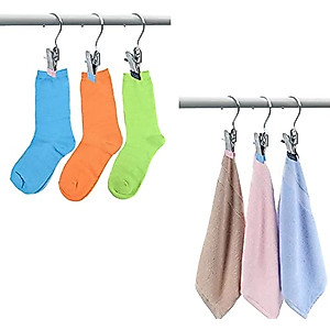 15 Pcs Laundry Hanging Hooks Set, Stainless Steel Hanging Hold Clips Portable Stainless Steel Home Travel Hangers Clips