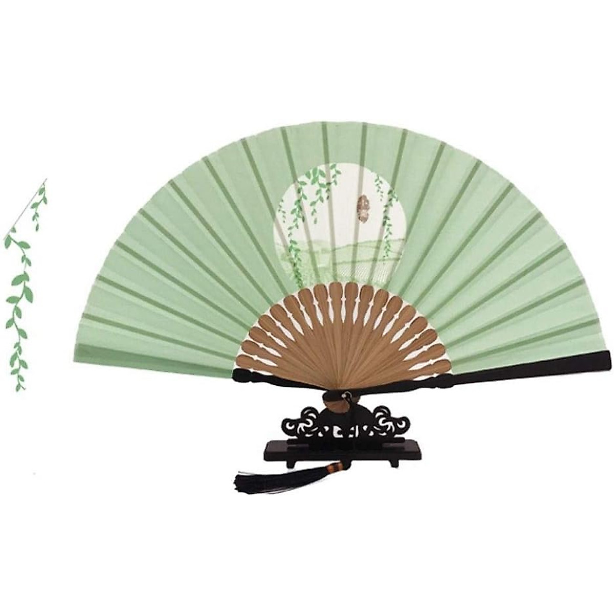 Hand Fan Folding Fan,Hand-held Fan,Folding Fan Female Classical Bamboo Bone Folding Fan Ancient Wind Tassel Small Fan Women Fans Hand Paper Folding Props Vintage style