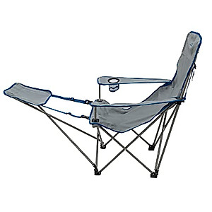 ALPS Mountaineering Escape Lounge Camping Chairs for Adults with Footrest and Adjustable Armrests, Sturdy Steel Frame, Compact Foldable Design, and Carry Bag, Gray/Blue - New