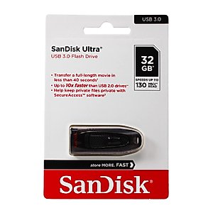SanDisk Cruzer Ultra 32GB USB 3.0 Flash Drive SDCZ48-032G-U46 up to 100MB/s (Pack of 2)