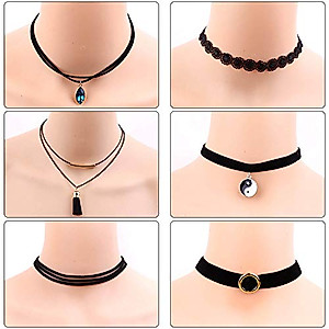 shynek Choker Necklace for Women, 12 Pcs Black Choker Necklace Set Black Lace Tattoo Velvet Chokers for Women and Teen Girls