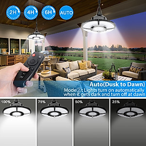 Webcem Solar Shed Light Outdoor Indoor, 136LED 1000LM Solar Pendant Light with Remote Control, IP65 Waterproof, 4+1 Leaves 90°Adjustable Solar Powered Shed Light for Yard Garage Gazebo Porch