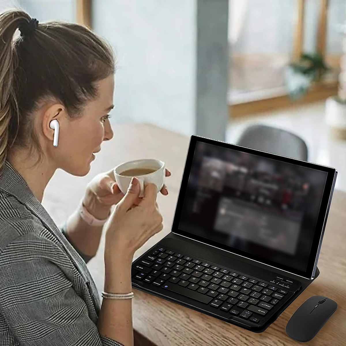 ICRPSTU 2 in 1 Tablet PC, MT6735 Deca Core 8800mAh 5G WiFi 10.1 Inch Tablet 256GB Expandable Dual Camera for Work (US Plug)