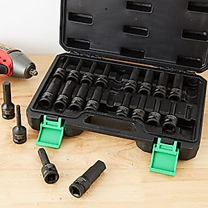 Amazon Brand - Denali 20-Piece 1/2-Inch Drive Impact Hex Driver Set with, SAE/Metric Size Carrying Case