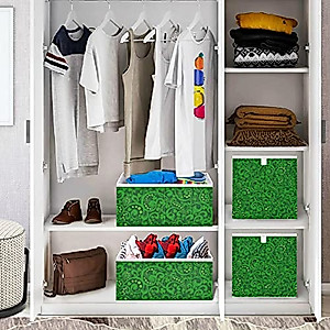visesunny Closet Baskets St Patricks Green Plant Storage Bins Fabric Baskets for Organizing Shelves Foldable Storage Cube Bins for Clothes, Toys, Baby Toiletry, Office Supply