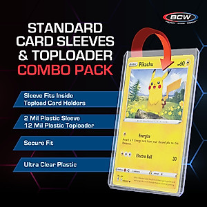 BCW 100 Top Loaders + Penny Sleeves | 100 Each: Trading Card Sleeves & Toploaders for Cards | for Your TCG, Pokemon, MTG Cards, Ultra Clear Baseball Card Protectors. for Pro Collectors and Hobbyists