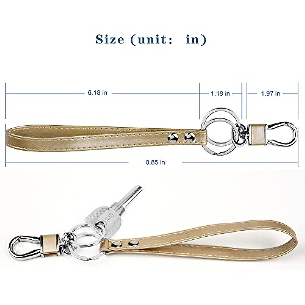 Amazon Essentials - Lanyard Keychain with Detachable Alloy Metal Rings (champagne gold)