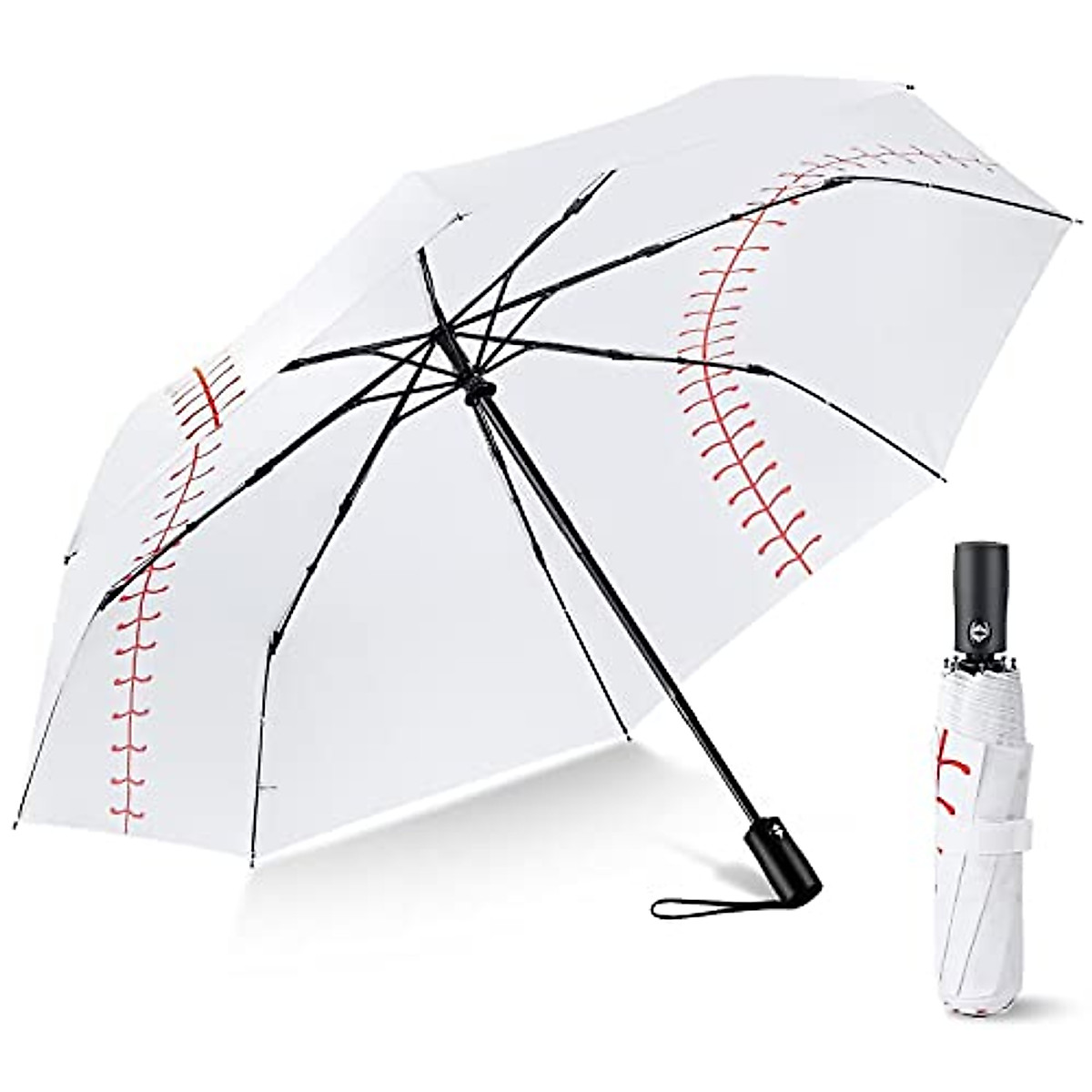 LEAGERA Baseball Umbrella Oversized - Diameter 40.5inch, Automatic Open Close, Portable & Collapsible Travel Sports Umbrella by Ballpark Elite, Perfect Baseball Umbrella Mom Gift for Women