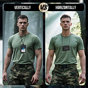 OneTigris Tactical ID Card Holder Hook & Loop Patch Badge Holder Neck Lanyard Key Ring and Credit Card Organizer (Black)