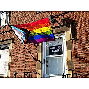 Homissor Progress Pride Rainbow Flag 3x5 ft- LGBT Community Gay Pride Lesbian Transgender Bisexual Flags Banner Fade Resistant for Indoor Outdoor
