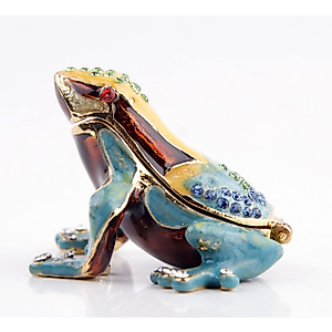 SEVENBEES Poison Dart Frogs Figurine Trinket Boxes Hinged Rainforest Animals Frog Jewelry Box Gift