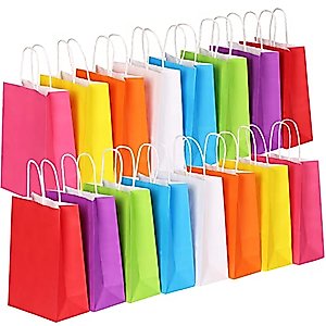 Moretoes 56pcs Small Gift Bags, Colors Gift Wrap Bags, Kraft Paper Party Favor Bags with Handles for Kids Birthday, Wedding and Celebrations