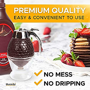 Glass Syrup Dispenser for Pancakes - No Drip Honey Dispenser Glass - Syrup Bottle 8 Oz