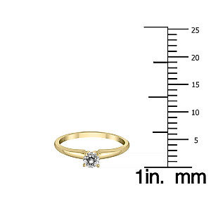SZUL 1/10 Carat Round Diamond Solitaire Ring in 14K Yellow Gold