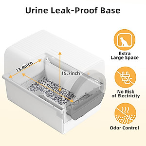 FYLICA Scoop Free Cat Litter Box, Pull-Out Cleaning Litter Box, Odor Control Prevents Urine ＆ Litter Leakage, Large Enclosed Cat Litter Box with Waste Bin Refill & Filter Cotton