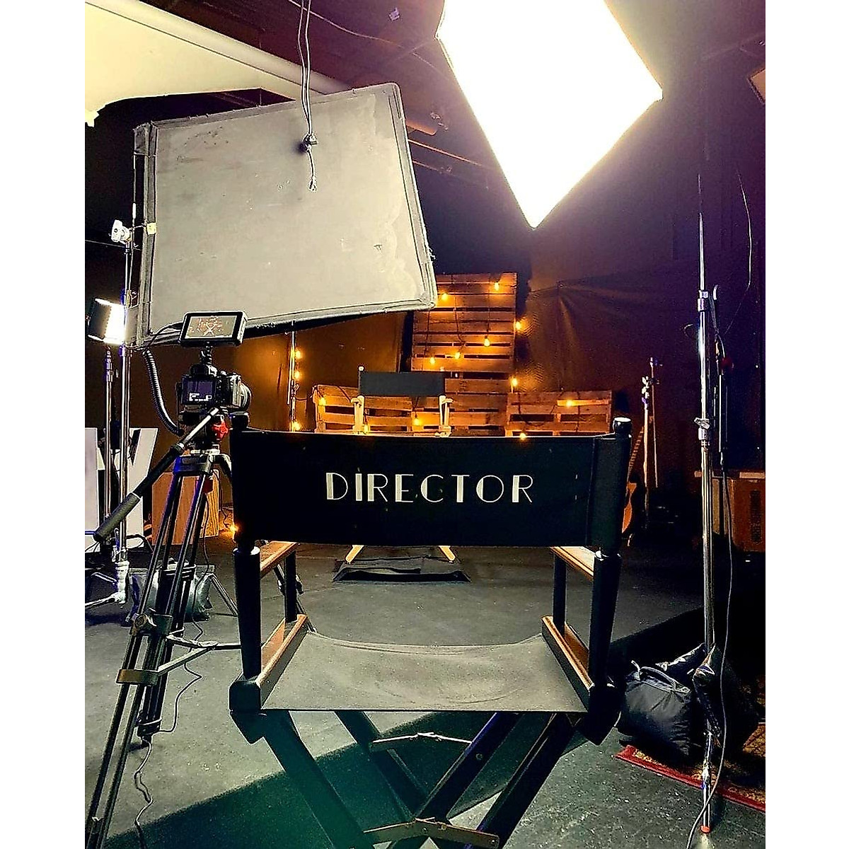 Filmcraft Professional Grade Tall Director's Chair (30", Black Finish, Black Canvas)