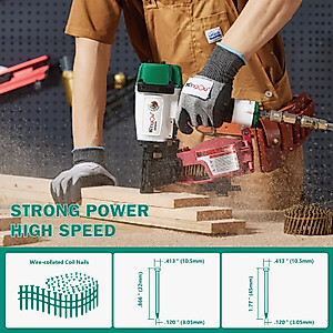 Kingou Mexican Style NVH45 Roofing Nailer Gun For Roofing Constructions Accepts 7/8-Inch to 1-3/4-Inch Nails 15 Degree With 3/8 NPT Air Connector 120-pcs Load Capacity Roofing Nailer