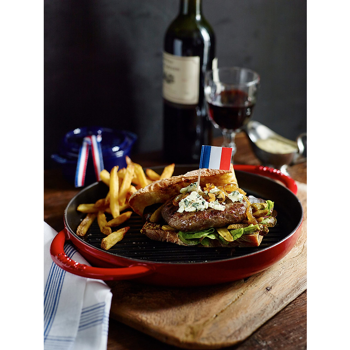 STAUB Cast Iron Pure Grill, 10-inch, Cherry, Made in France