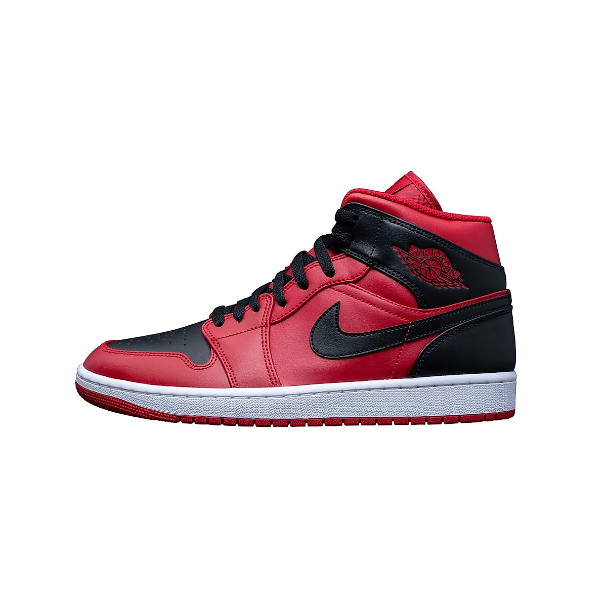 Nike Jordan Mens Jordan 1 Mid 554724 660 Reverse Bred, Gym Red/Black/White, Size 11