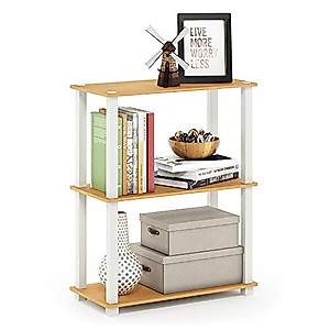 Furinno Turn-S-Tube 3-Tier Compact Multipurpose Shelf Display Rack, Square, Beech/White, 3-Tier Square Tubes
