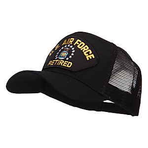 e4Hats.com US Air Force Retired Military Patched Mesh Cap - Black OSFM