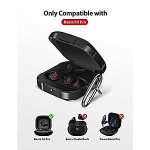iMangoo for Beats Fit Pro Case Cover, Full-Body Protective Rugged Hard PC Soft TPU Armor Earbuds Case for Beats Fit Pro 2021 Headphones Accessories Charging Shell Protector with Carabiner Black/Red