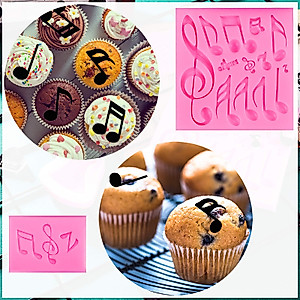 5 Pieces Music Note Fondant Mold Music Note Lace Mat Silicone Musical Candy Mold for Cake Decoration