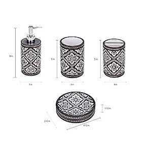 KRALIX Bathroom Set 4 Pieces, Bathroom Accessory Set Includes Toothbrush Holder, Rinse Cup, Soap Dish, Hand Sanitizer Bottle, Bathroom Accessories Set (Brown) (Brown)