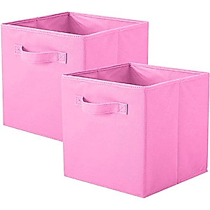 ShellKingdom Storage Bins, Foldable Fabric Storage Cubes and Cloth Storage Organizer Drawer for Closet and Toys Storage, 2 Pack (Pink)