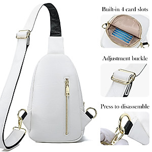 AOCINA INICAT Small Sling Bag Crossbody Vegan Leather Fanny Packs for Women Fashionable Chest Bag for Travel(D-026 White)